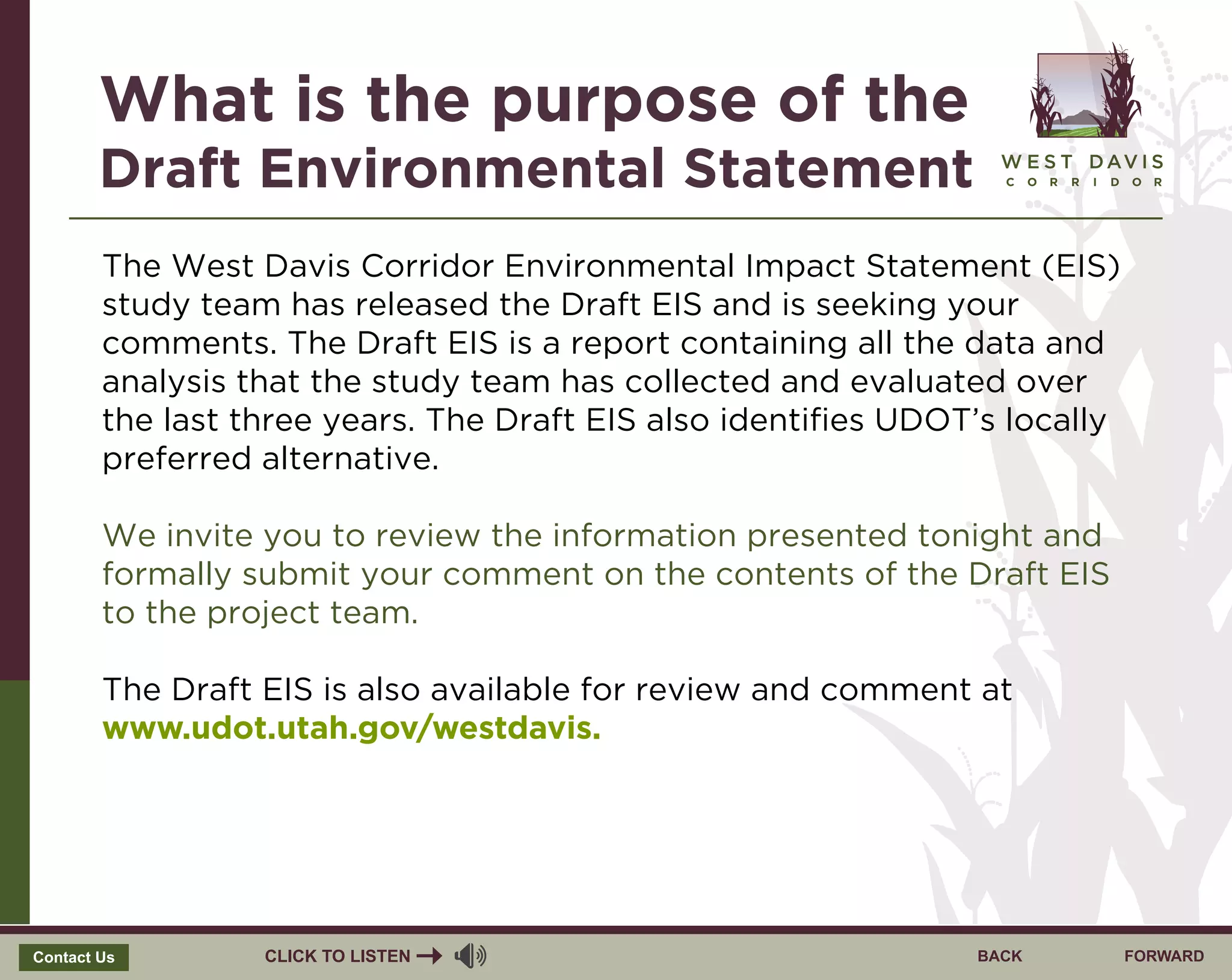 West Davis Corridor Draft Environmental Impact Statement | PPT