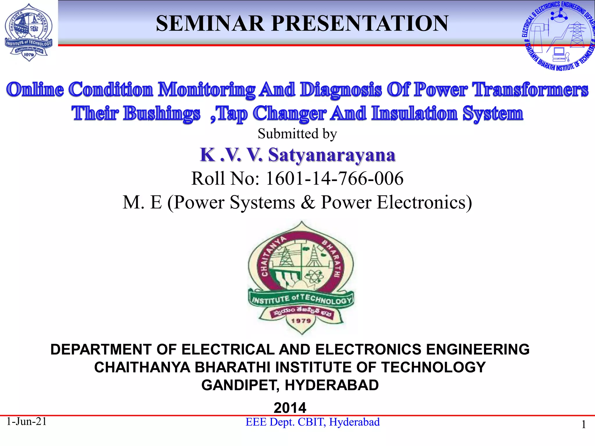 Online Condition Monitoring And Diagnosis Of Power Transformers Their ...