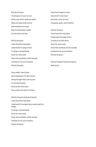 Only By His Grace | DOCX