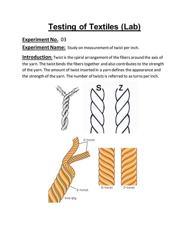On measurement of twist per inch. | DOCX