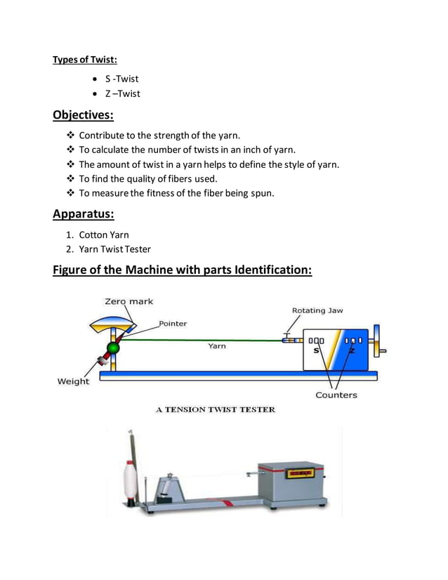 On measurement of twist per inch. | DOCX