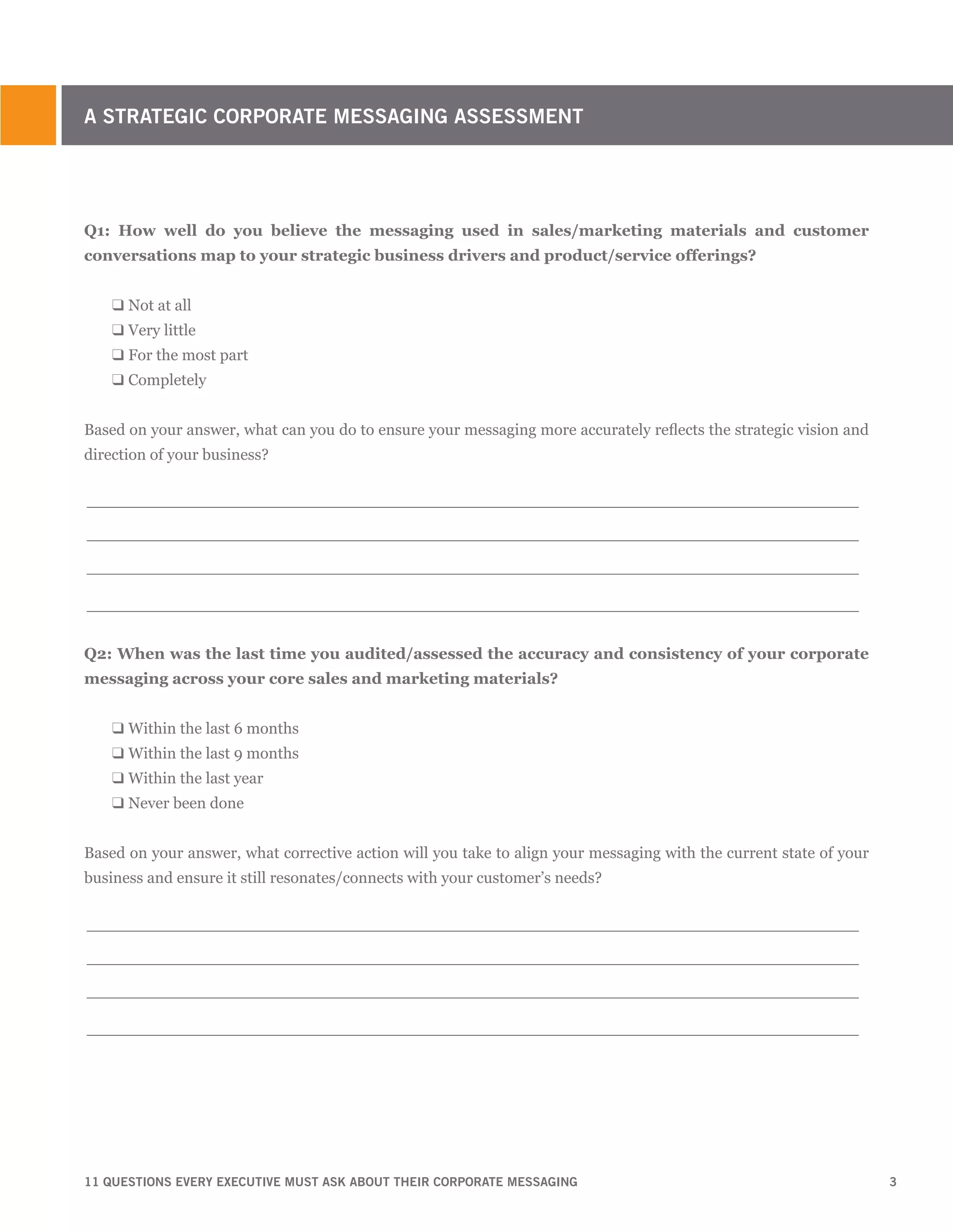 Strategic Corporate Messaging Assessment | PDF