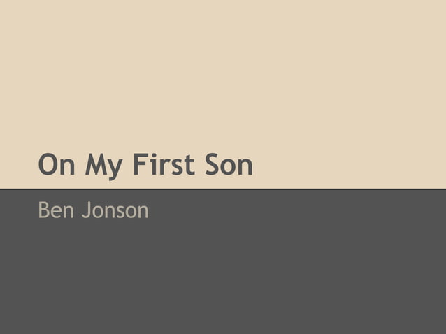 On My First Son | PDF
