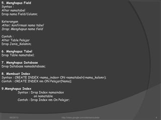 Membuat Database Menggunakan MySql | PPT
