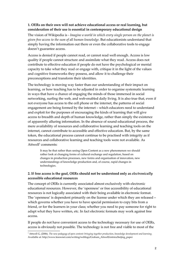 On OERs: Five ideas to guide engagement with the Open Educational ...