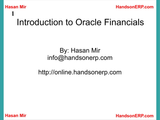 Introduction to Oracle Financials | ODP | Computing | Technology & Computing