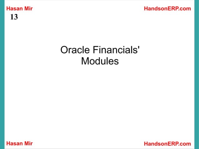 Introduction to Oracle Financials | ODP | Computing | Technology ...