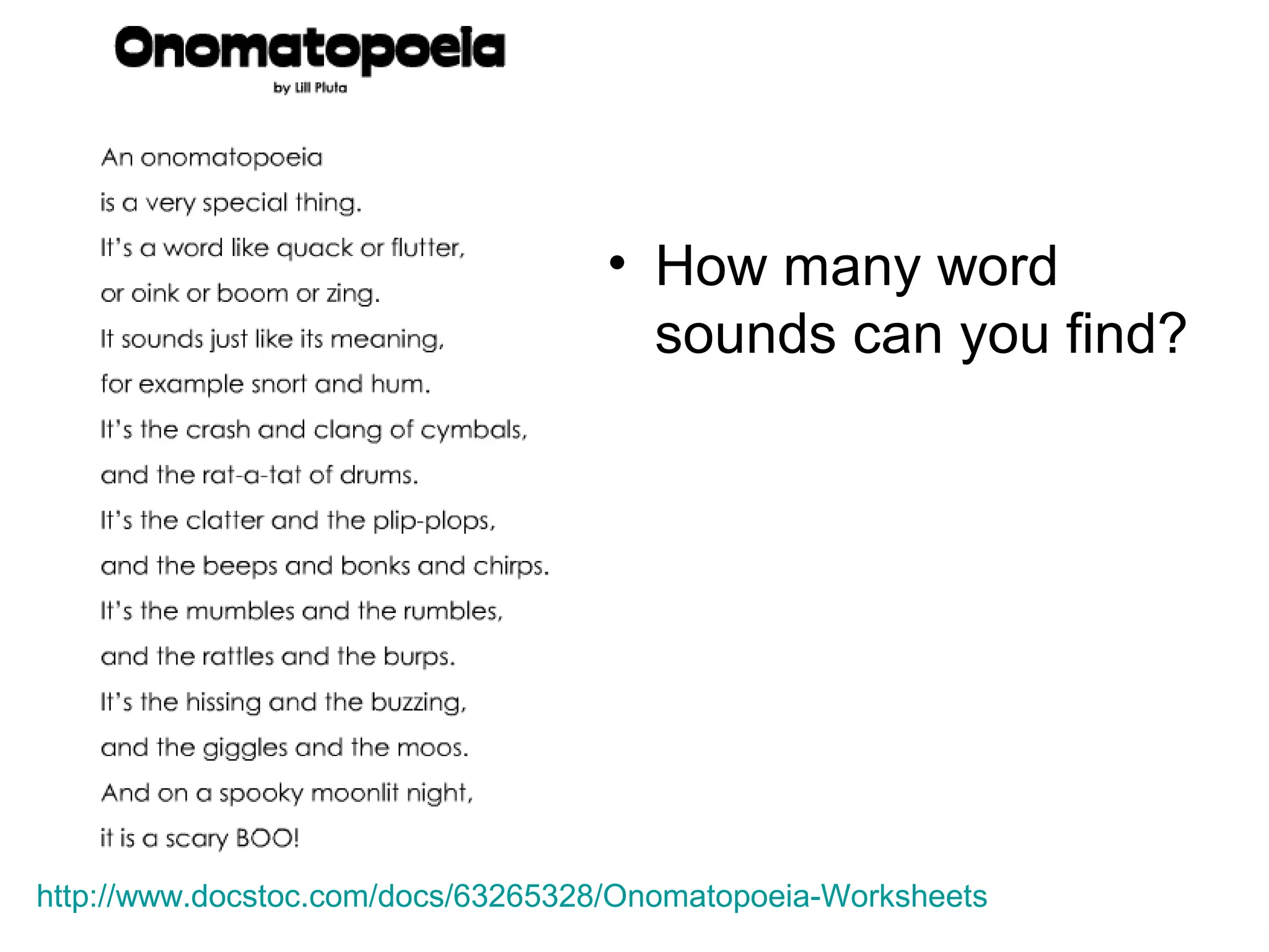 Onomatopoeia | PPT | Poetry | Books and Literature