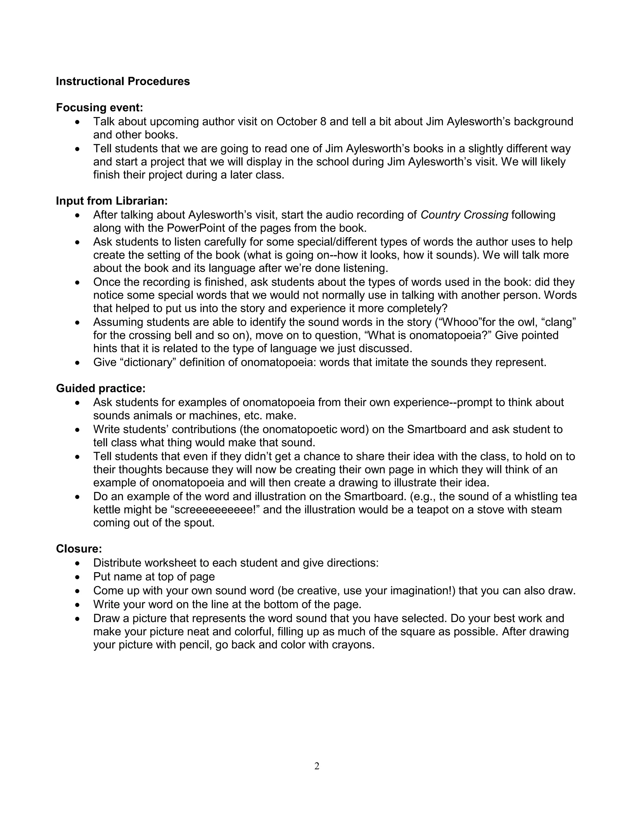 Figurative Language: Onomatopoeia Lesson | PDF