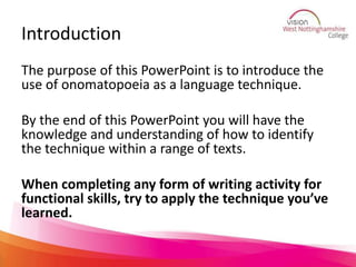 Onomatopoeia presentation for Stylistic Device | PDF