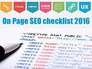 ON PAGE SEO Checklist | PPT