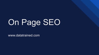 Learn On Page SEO Tutorial for beginners | PPTX