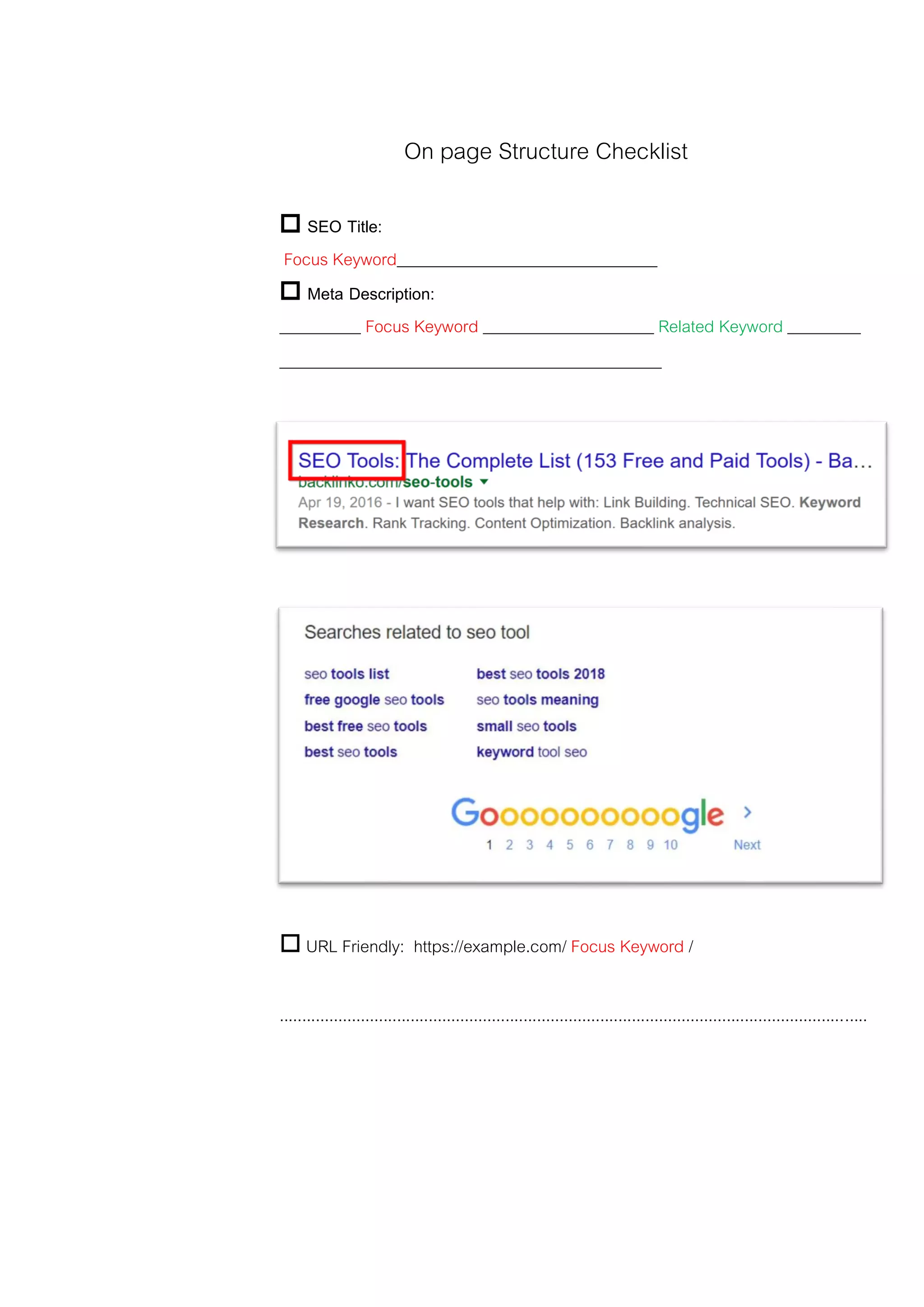 Onpage stucture checklist | PDF