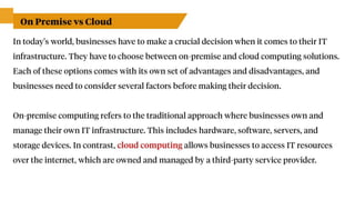 On Premise vs Cloud: Factors to Consider | PPTX