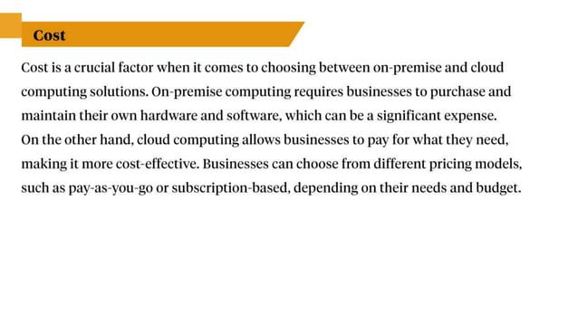 On Premise vs Cloud: Factors to Consider | PPT