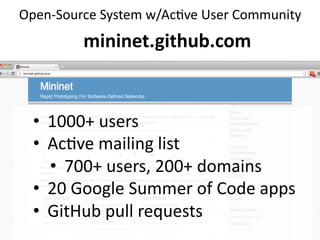 Mininet: Moving Forward | PPT