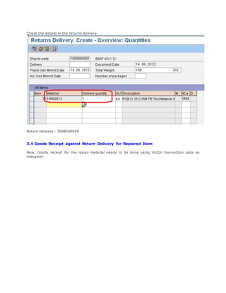 On receiving customer complaint or return component for repair process ...