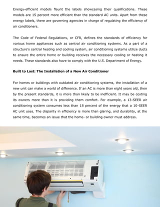 On Reliability: The Efficiency Standards of an Air Conditioning System ...