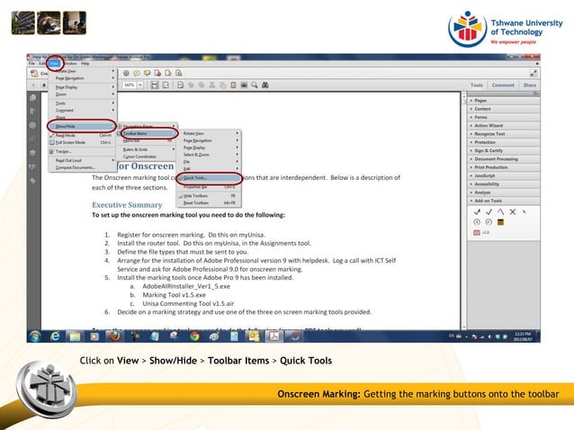 Onscreen marking: getting the buttons onto the toolbar | PPT