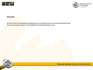 Onscreen marking: using the commenting tool | PPT