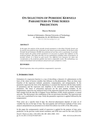 On selection of periodic kernels parameters in time series prediction | PDF