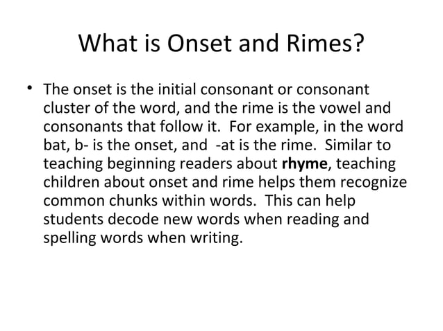 Onset and rime powerpoint | PPT