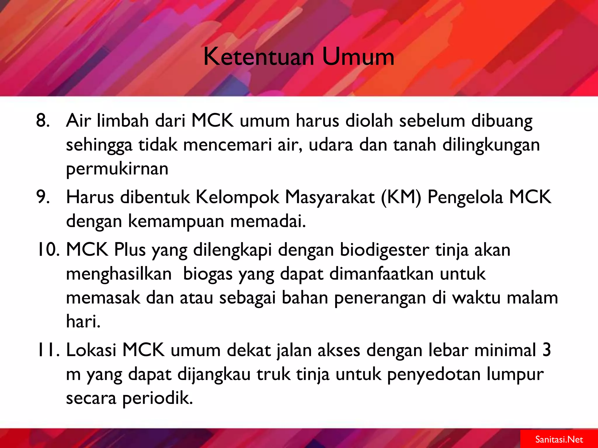Sistem Pengelolaan Air Limbah Sistem Setempat - MCK Umum - Perencanaan Teknis | PDF
