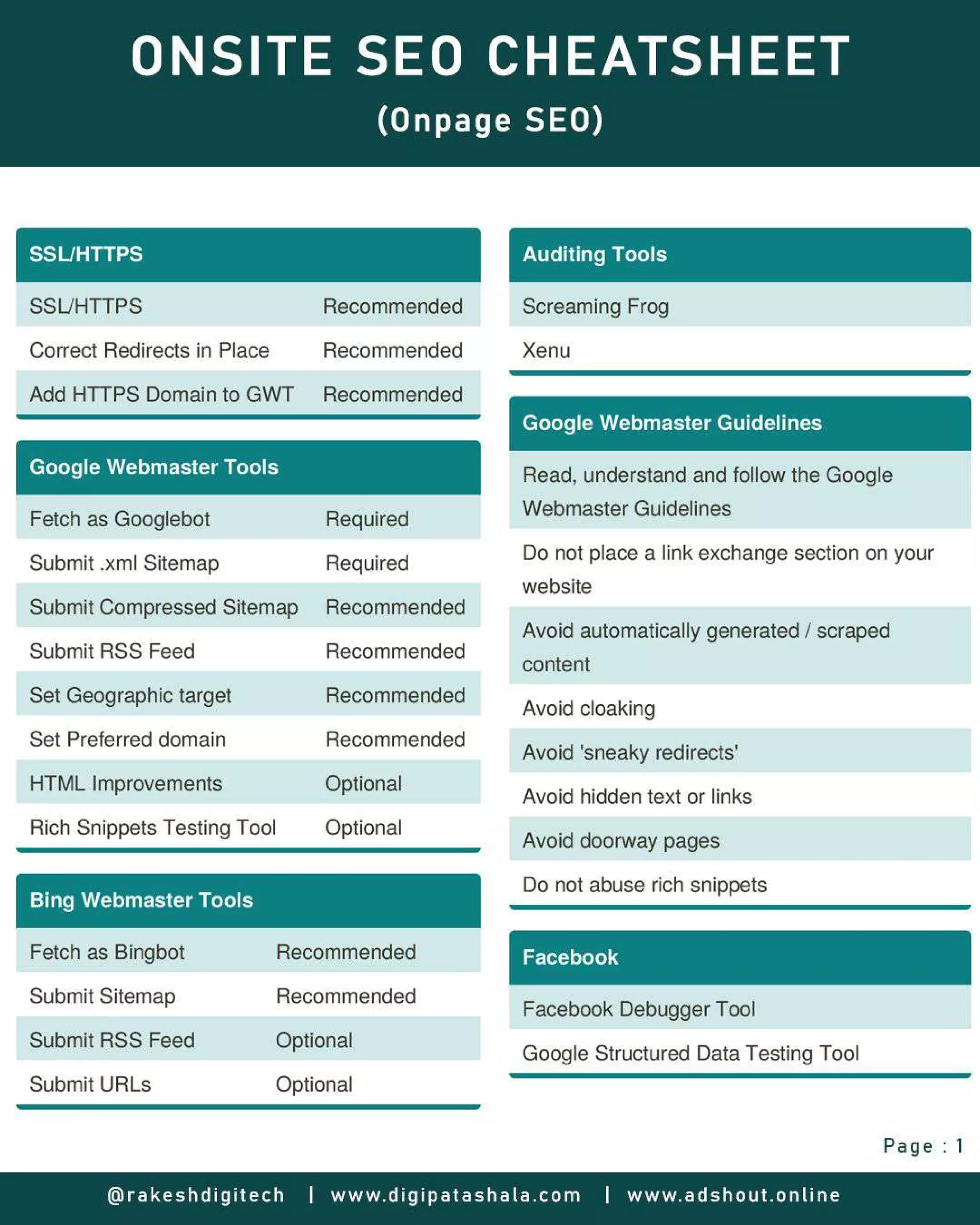 Onsite SEO cheat sheet (onpage seo) | PDF