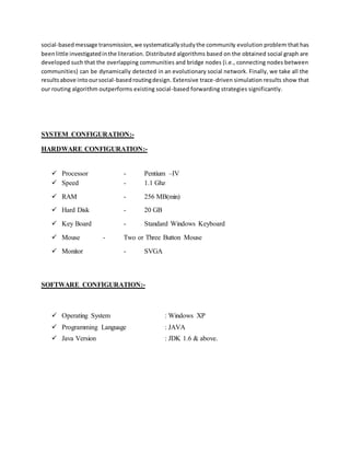 IEEE 2014 JAVA PARALLEL DISTRIBUTED PROJECTS On social delay tolerant networking aggregation ...