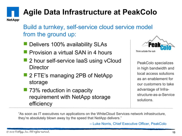 NetApp-ClusteredONTAP-Fall2012 | PPT | Cloud Computing | Internet