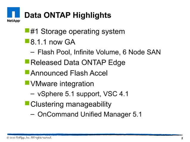 NetApp-ClusteredONTAP-Fall2012 | PPT | Cloud Computing | Internet