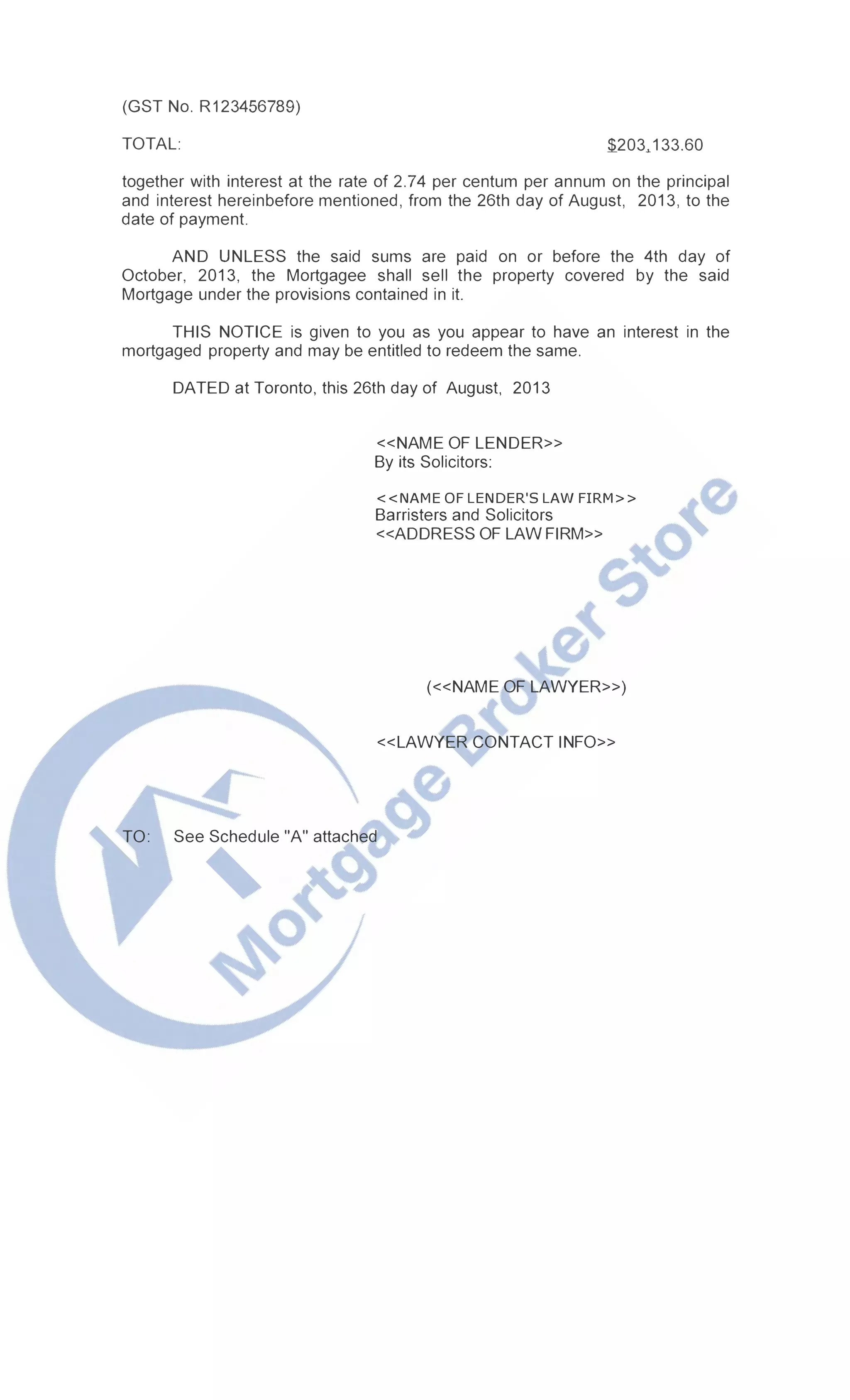 Ontario notice-of-sale example-1 | PDF