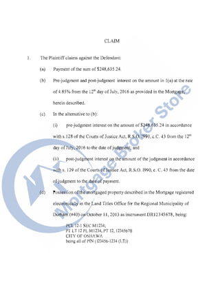 Ontario statement-of-claim example-2 | PDF