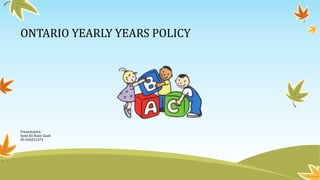 Ontario Early Year Policy | PPTX