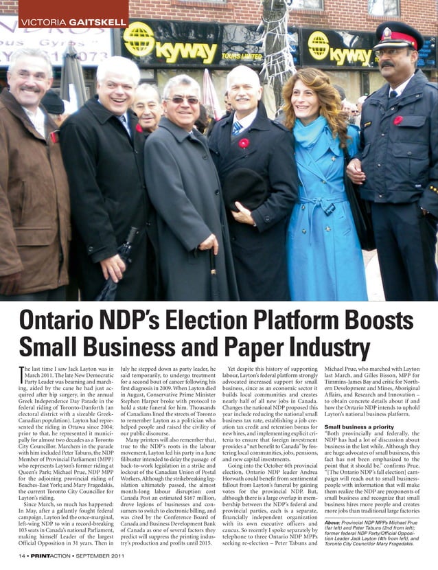 Ontario NDP's Election Platform Boosts Small Business And Paper ...