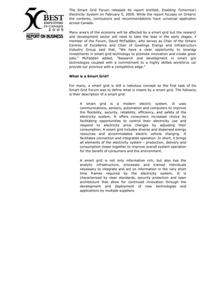 Ontario Smart Grid Forum Report | PDF | Internet of Things | Internet