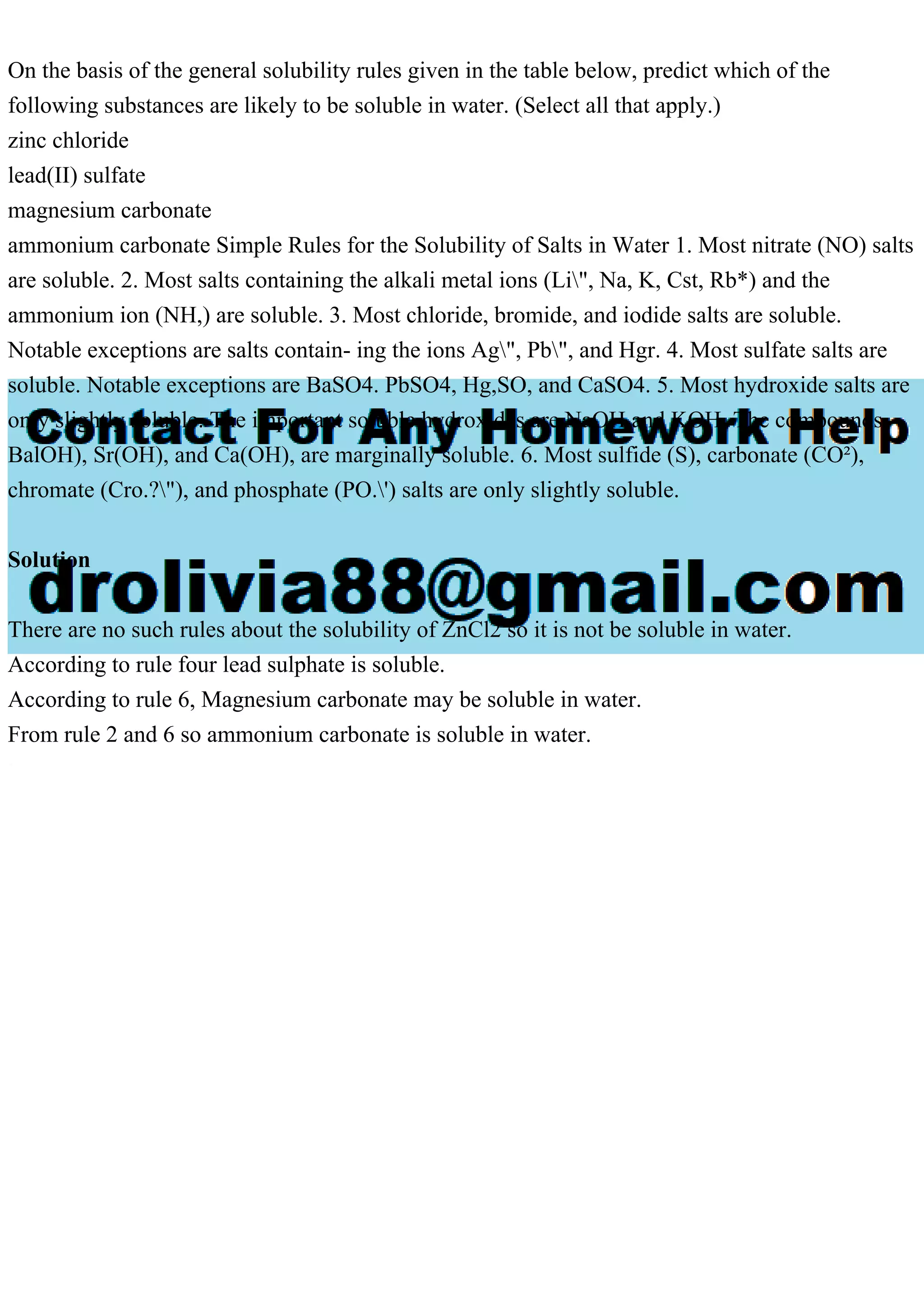 On the basis of the general solubility rules given in the table belo.pdf | Chemistry | Science