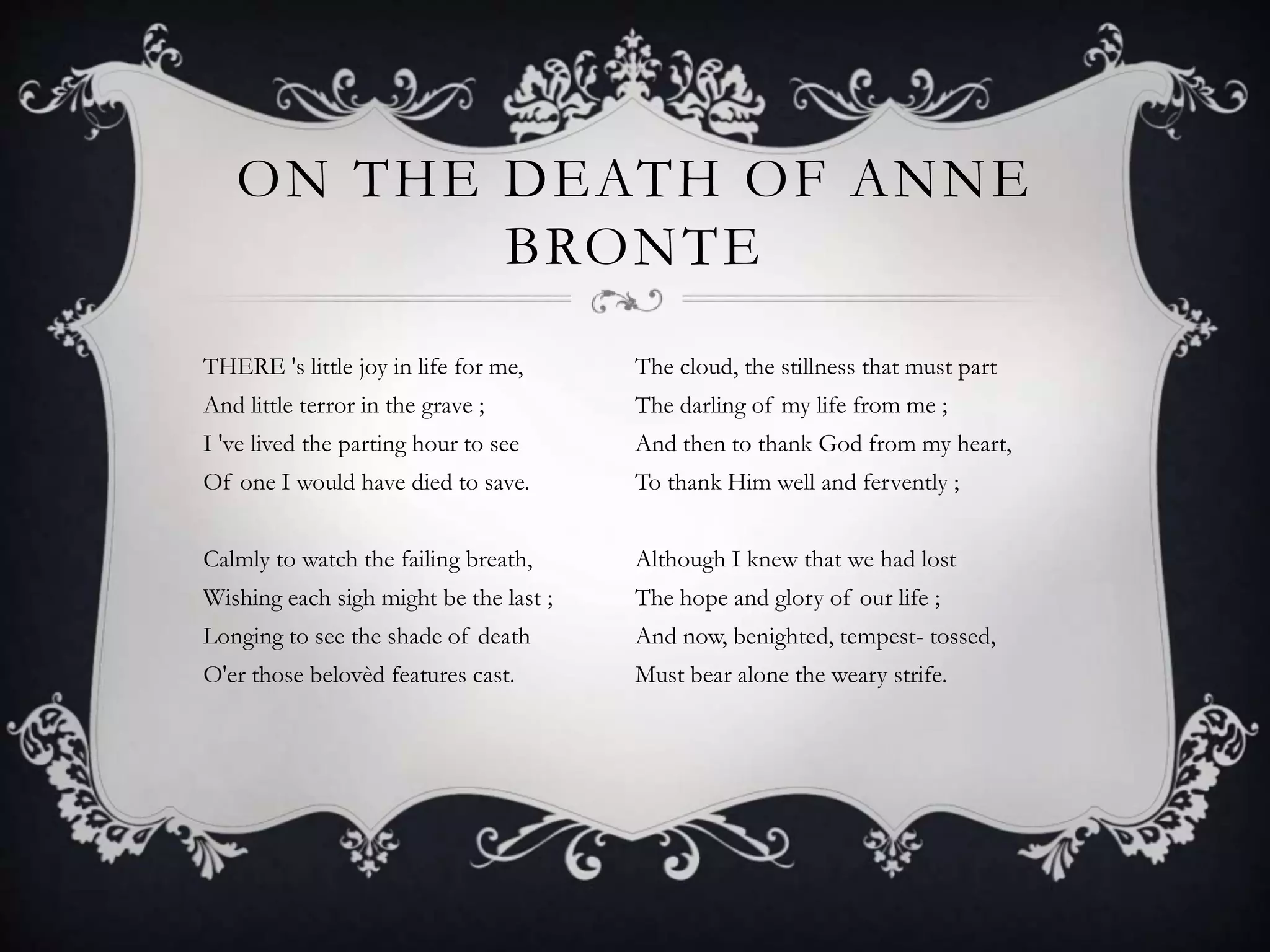 On the death of anne bronte | PPT