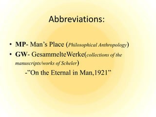 On the eternal of man(m.scheler) | PPT