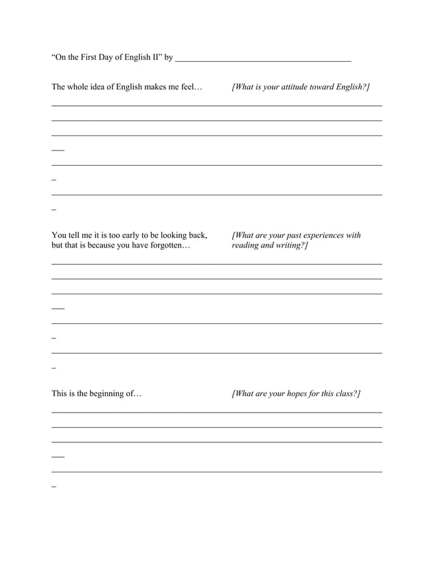 On the First Day of English | DOC