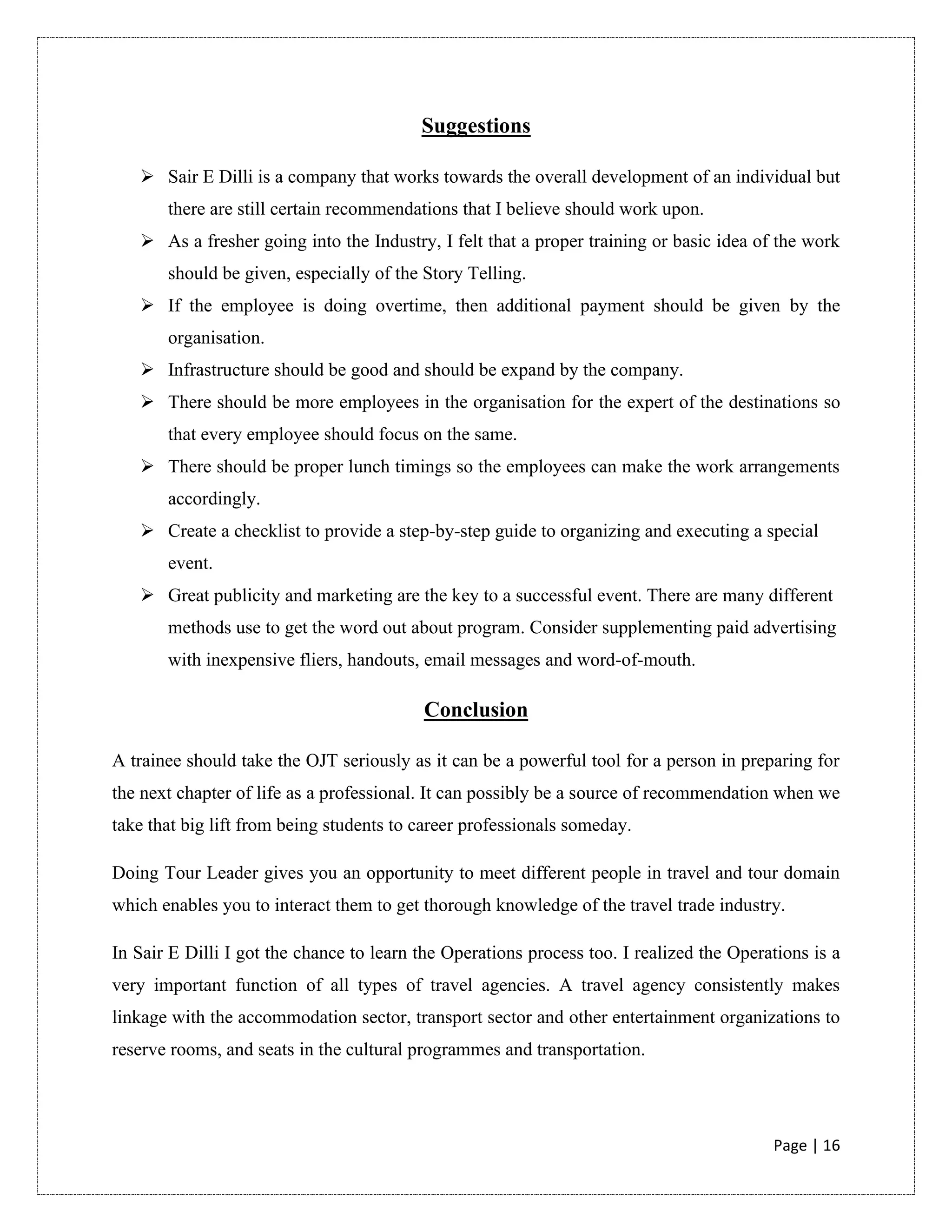 On the job training report | PDF