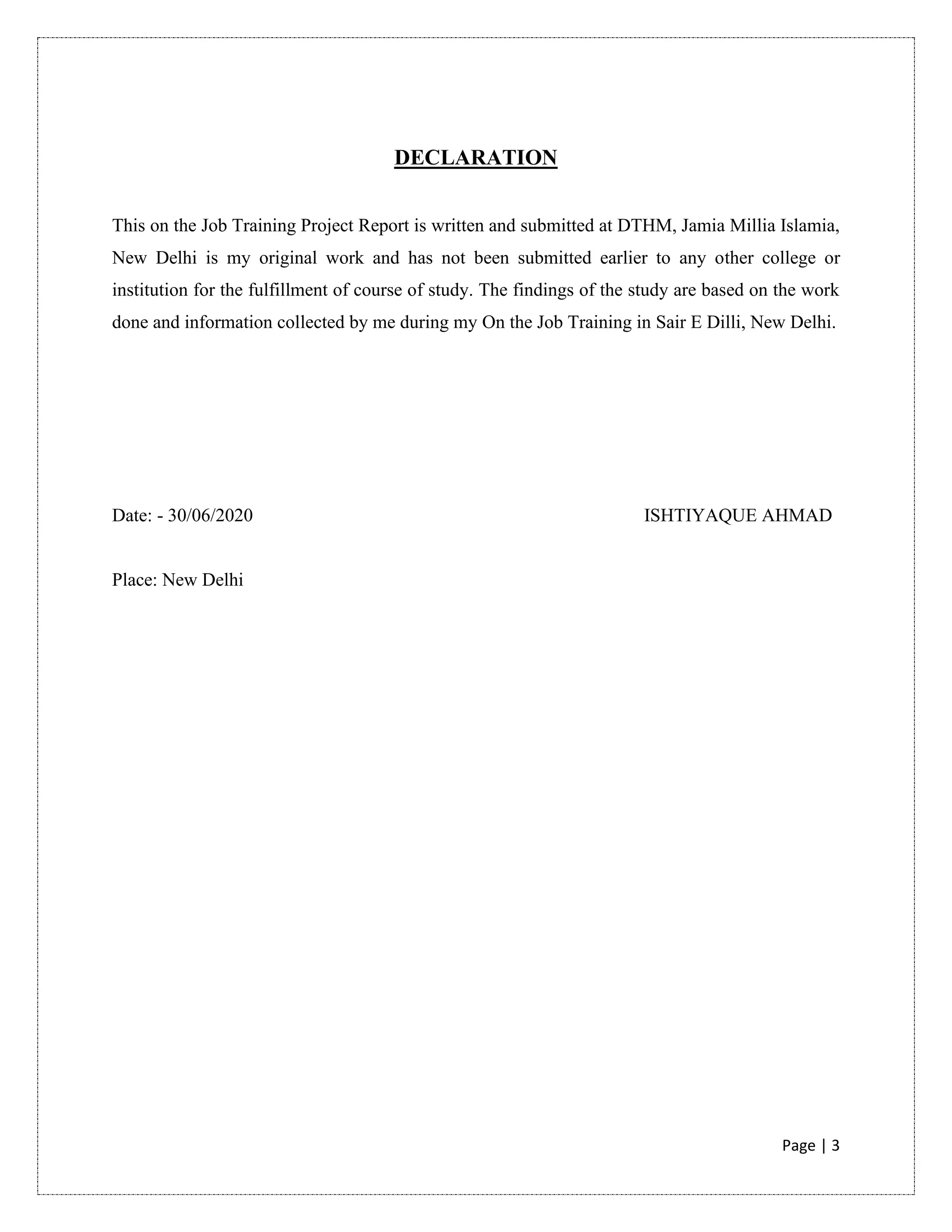 On the job training report | PDF
