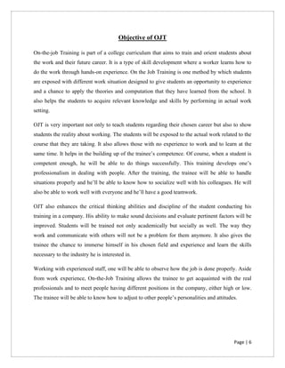 On the job training report | PDF