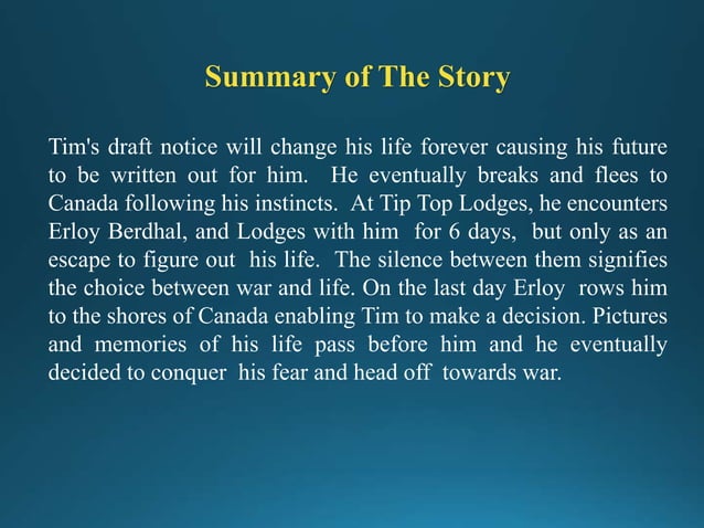 On The Rainy River | PPT