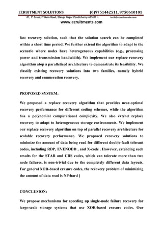 On the speedup of recovery in large scale erasure-coded storage systems | DOCX