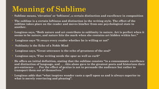 ON THE SUBLIME BY LONGINUS (THE FIRST ROMANTIC CRITIC) | PPTX
