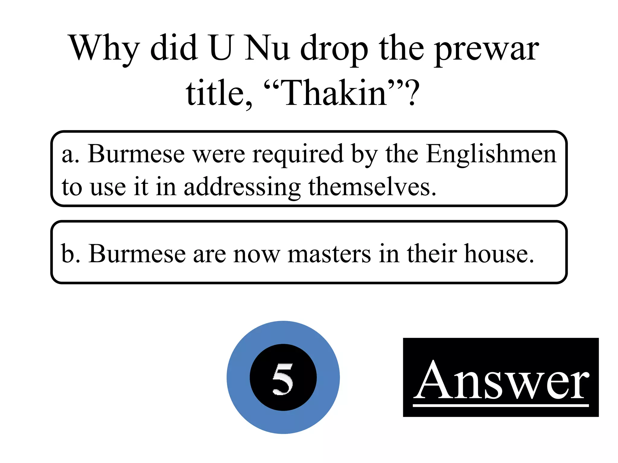 On the Three Evils by Prime Minister U Nu | PPTX