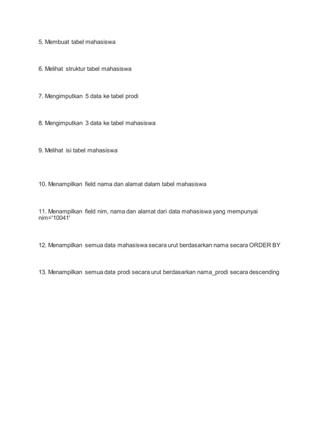 COntoh soal sql dan pembahasannya | PDF