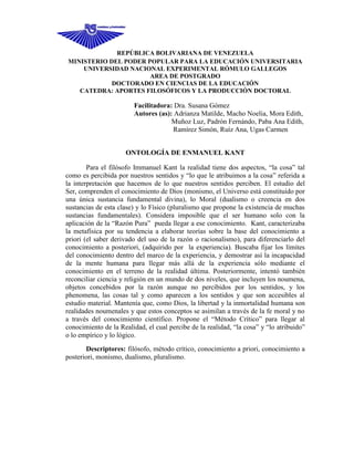 OntologíA de Kant | DOCX