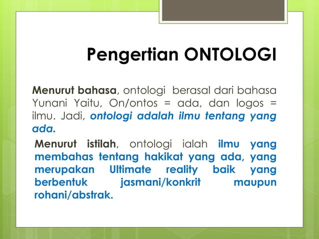 Filsafat Ilmu : Ontologi | PDF